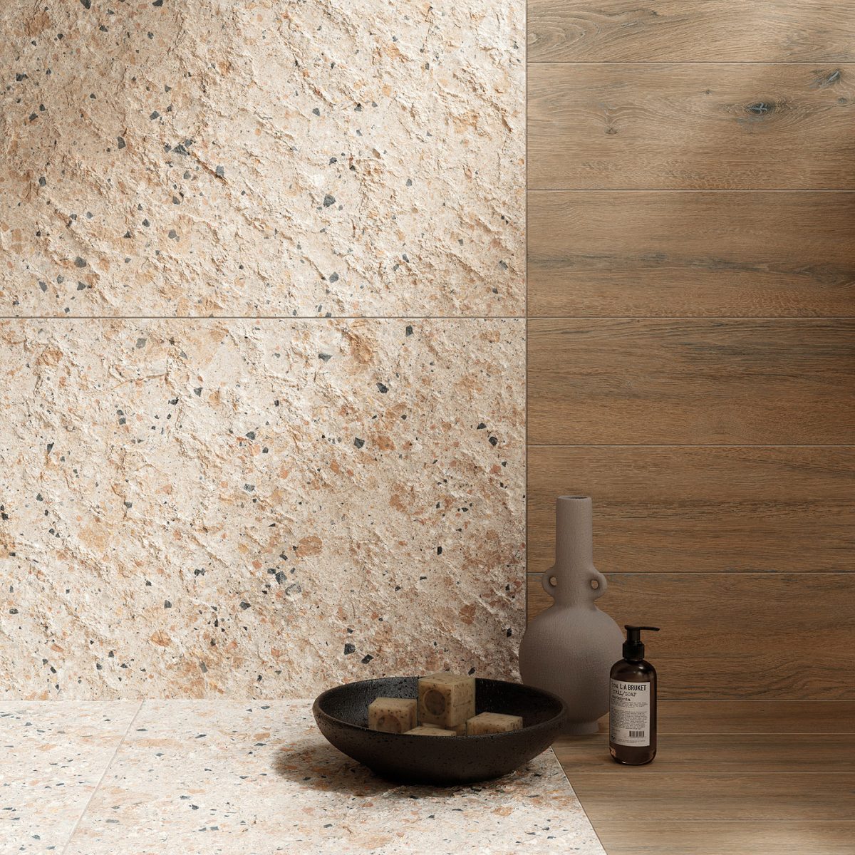 Cream 1200 x 1200 mm Stone effect porcelain tile | Fragmenta Arlecchino ...