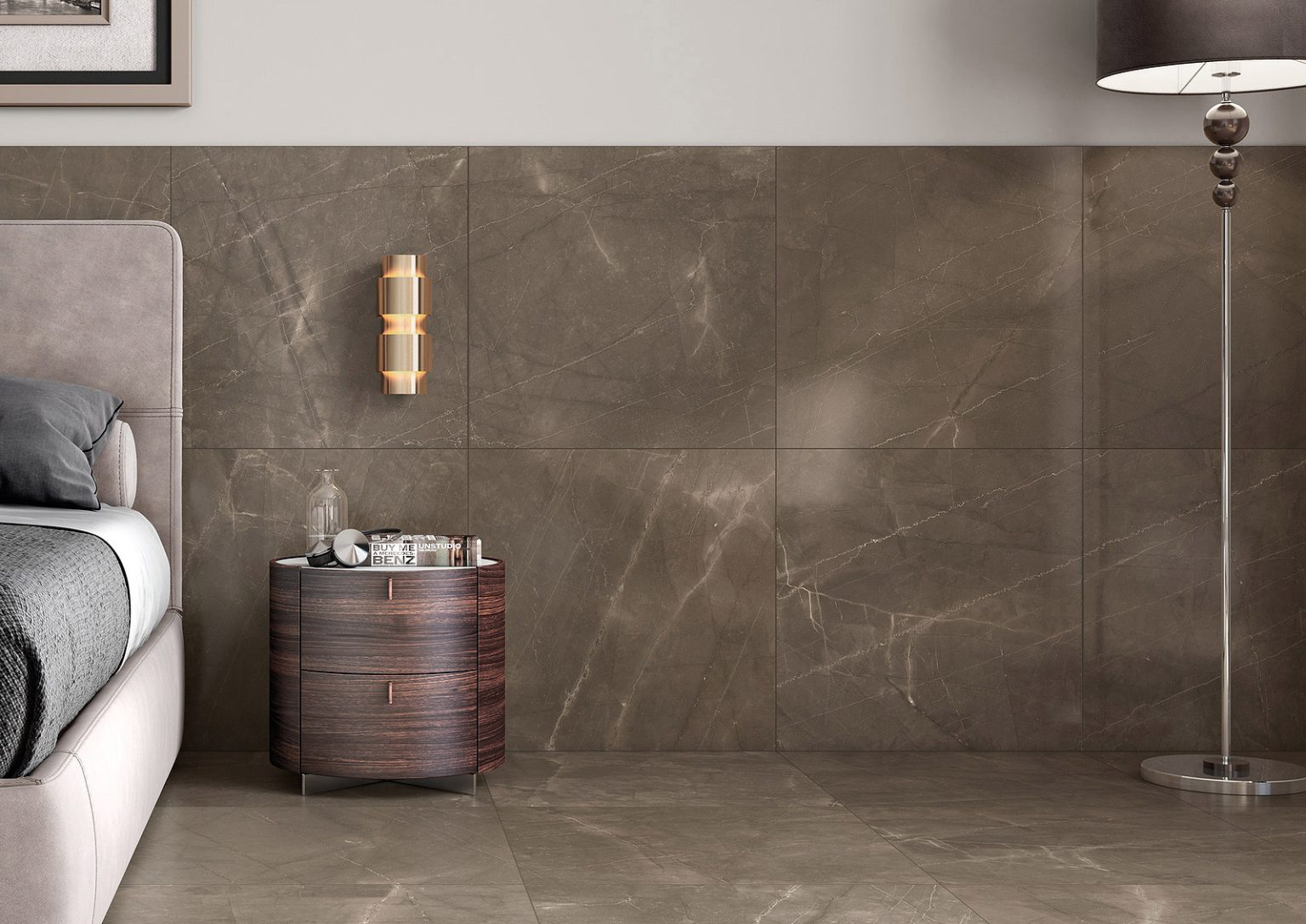 Ariostea Marmi Classici Pulpis Bronze Marble effect porcelain tiles Natural 600 x 600 mm Brown ...