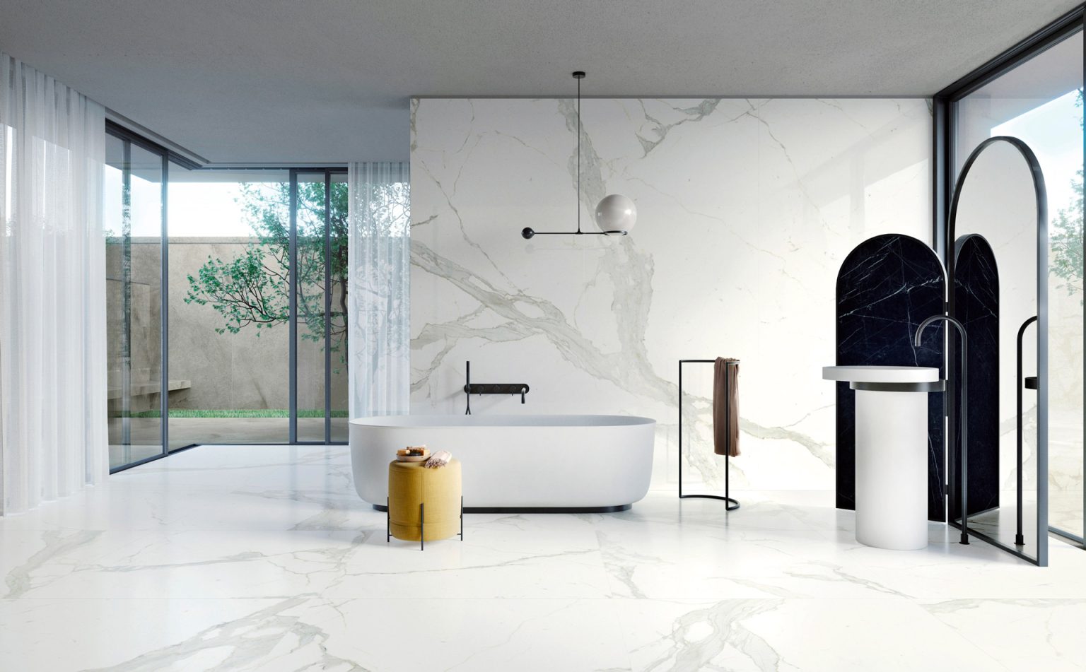 Ariostea Ultra Marmi Bianco Calacatta Marble effect porcelain tiles ...