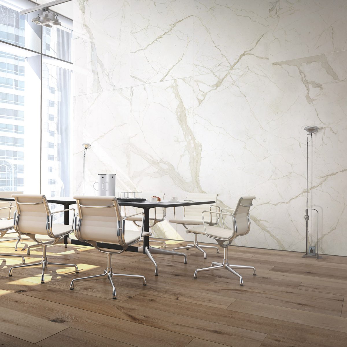 White 600 x 1200 mm Marble effect porcelain tile | FMG Select Calacatta ...