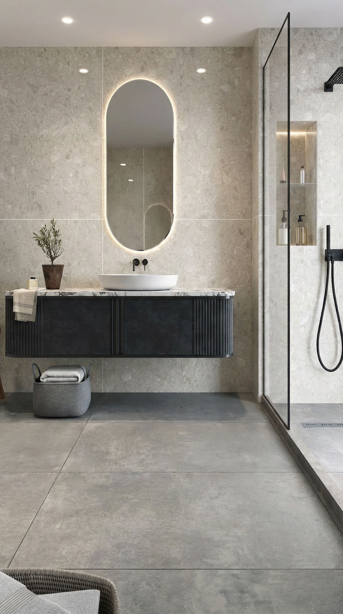 Ariostea Con.Crea Cloud Concrete effect porcelain tiles Natural 300 x ...