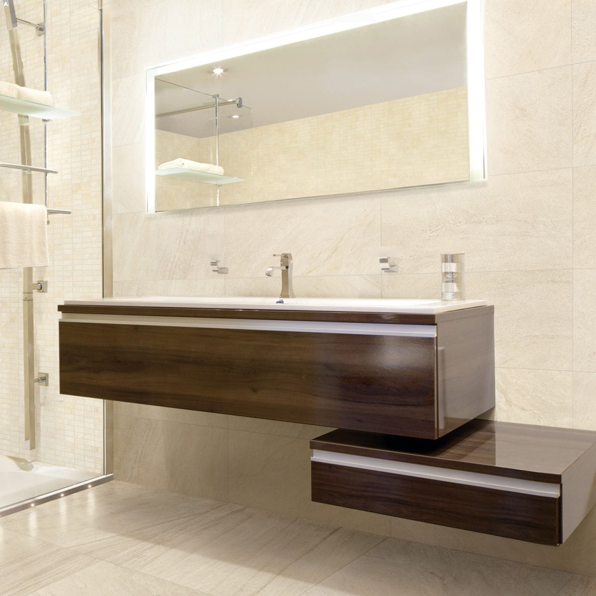 Cream 300 x 600 mm Stone effect porcelain tile | Purestone Beige ...