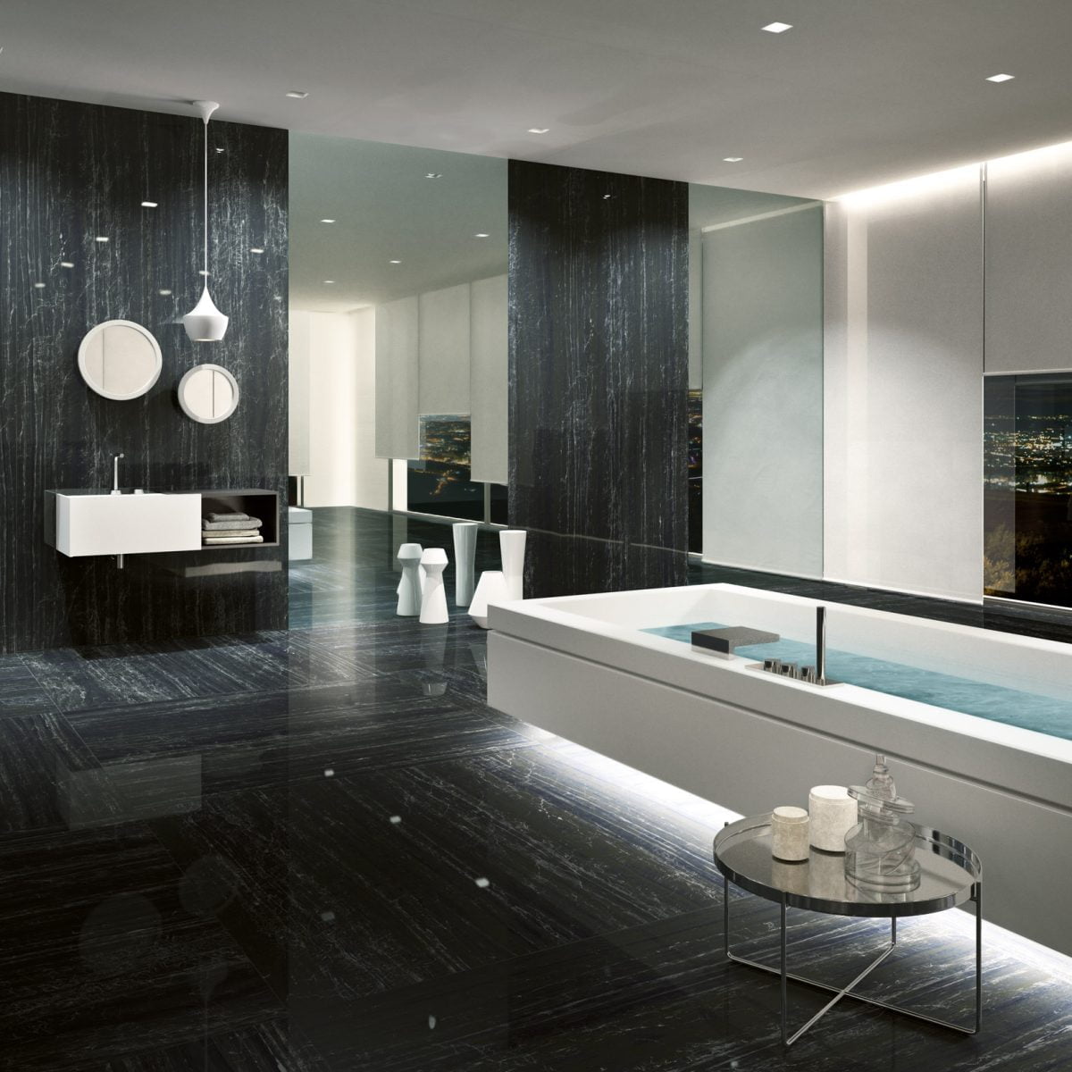 Black 1500 x 1500 mm Marble effect porcelain tile | Ultra Marmi Zebrino ...