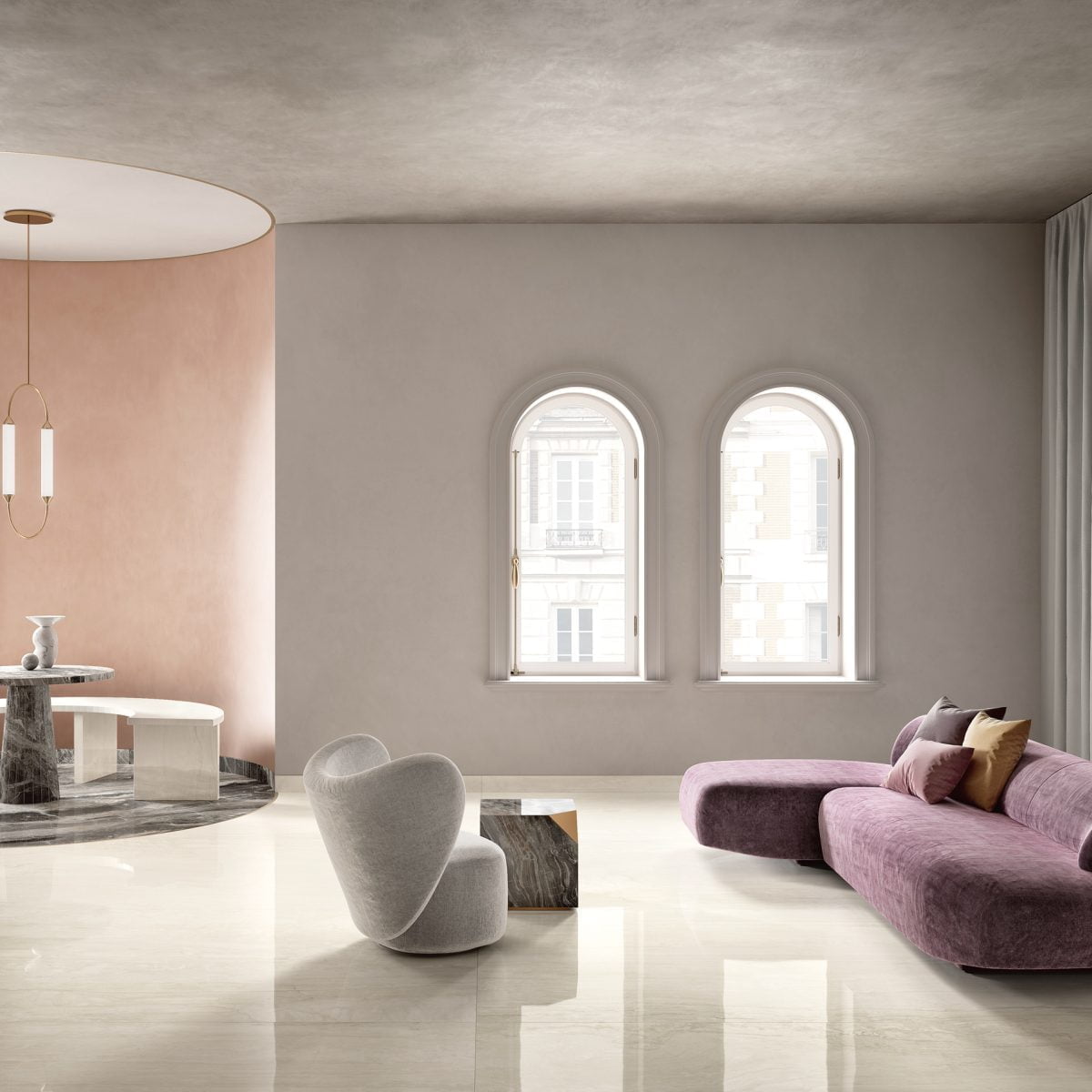 Cream 1500 x 3000 mm Marble effect porcelain tile | Ultra Marmi ...