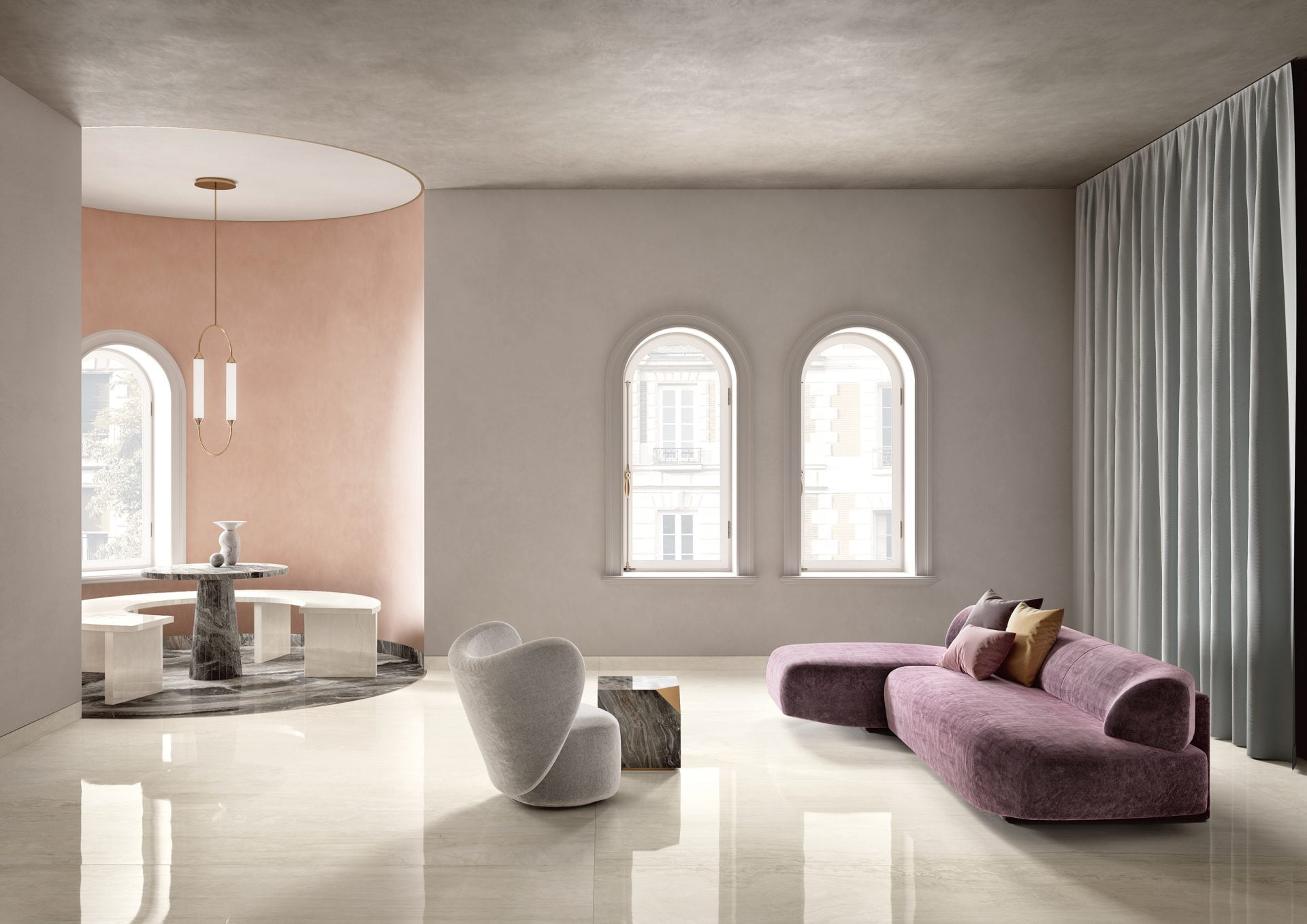 Cream 1500 x 3000 mm Marble-effect porcelain tile | Ultra Marmi ...