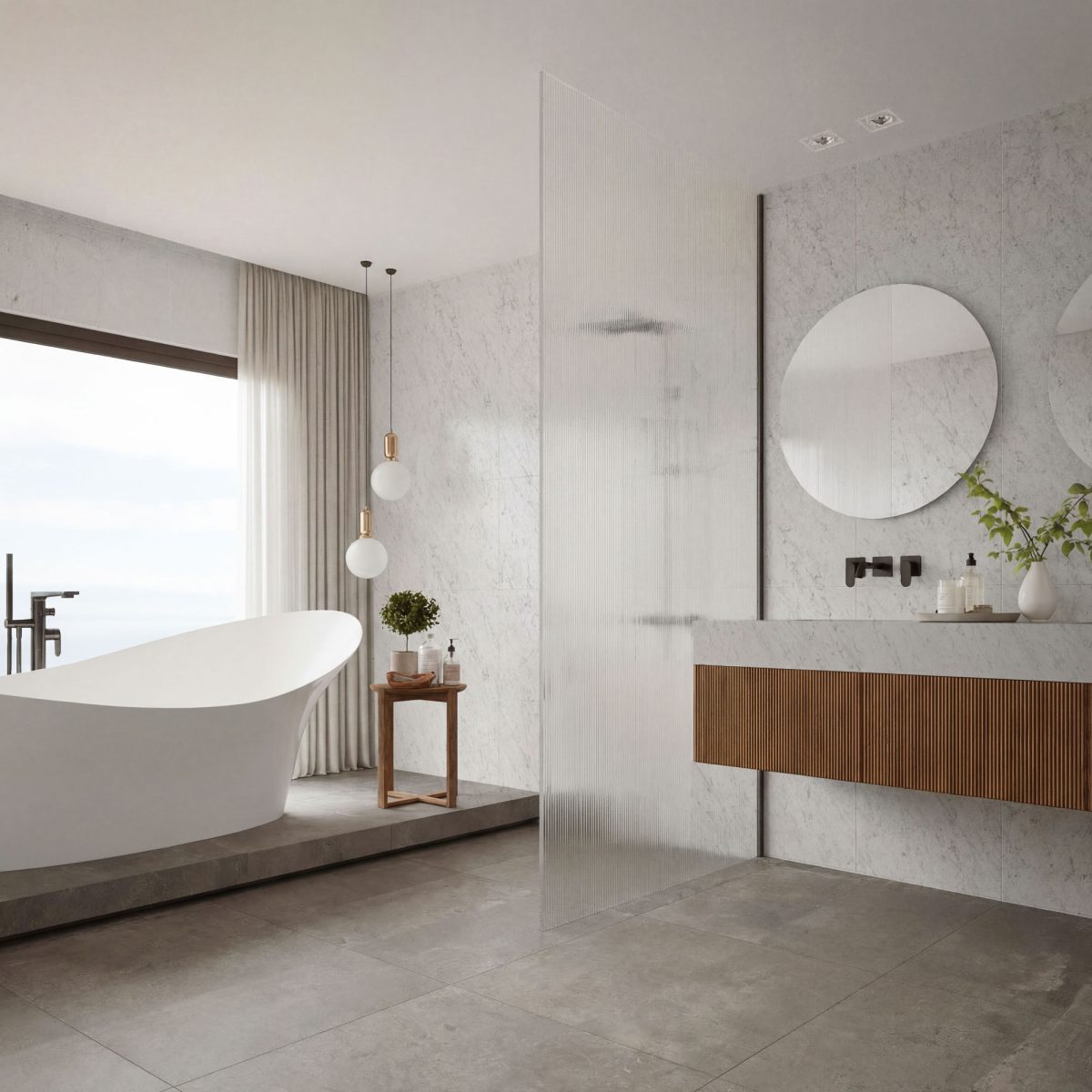 Ariostea Con.Crea Cloud Concrete effect porcelain tiles Natural 300 x ...