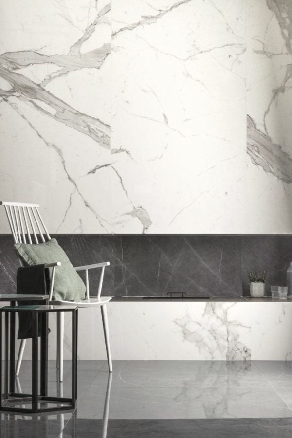 Ariostea Ultra Marmi Bianco Calacatta Marble effect porcelain tiles ...