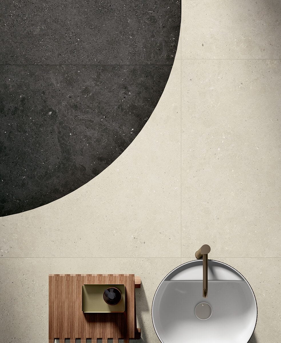 Black 1000 x 1000 mm Stone effect porcelain tile | Fiandre Solida Black ...