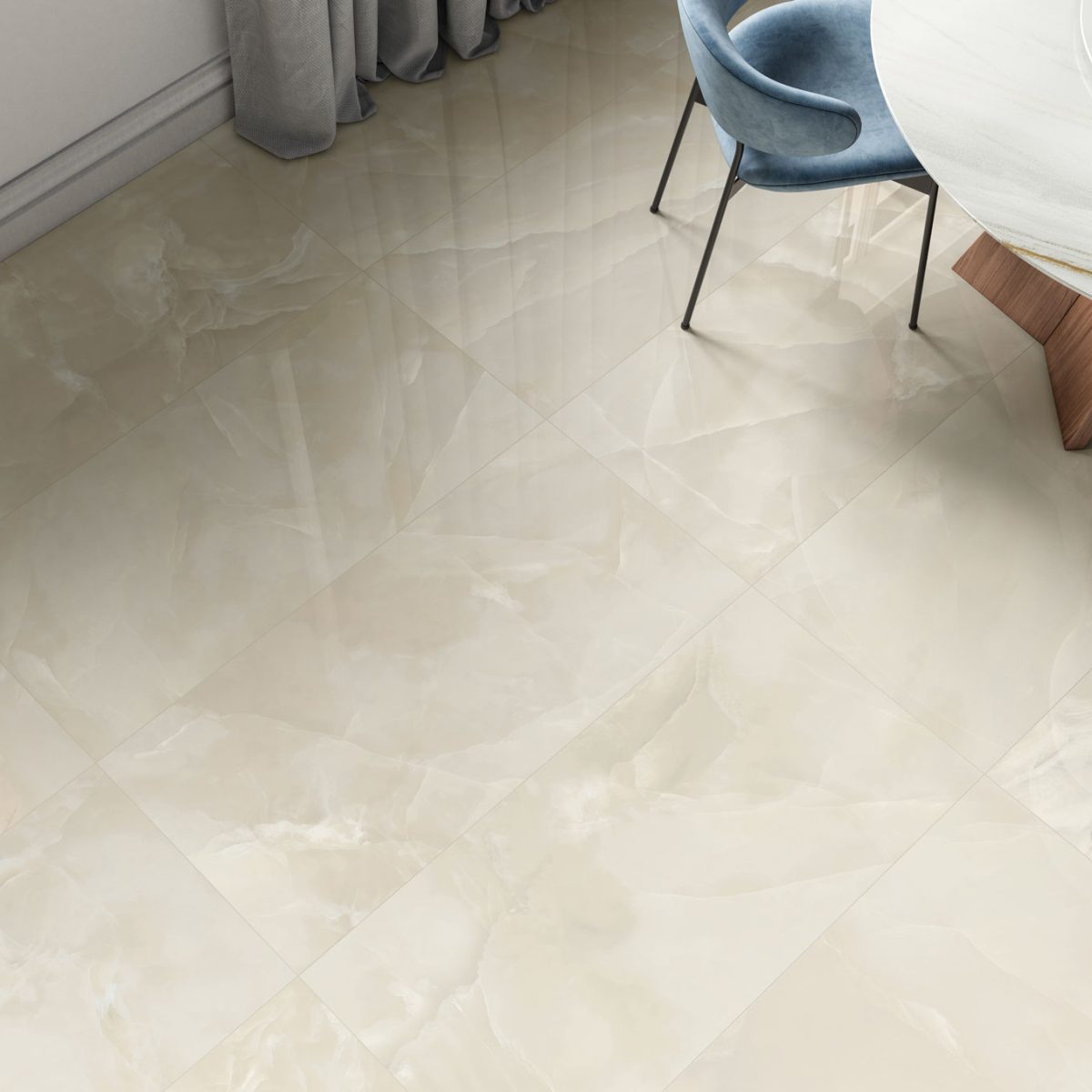 Cream 750 x 1500 mm Marble effect porcelain tile | FMG Maxfine Onice ...