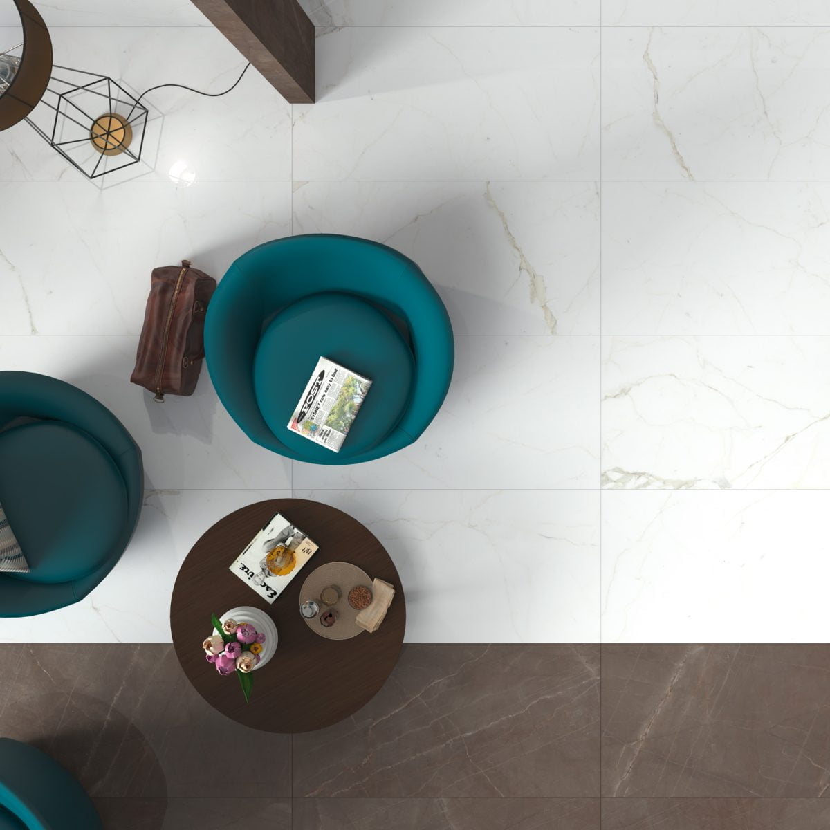 White 600 x 1200 mm Marble effect porcelain tile | Select Calacatta ...