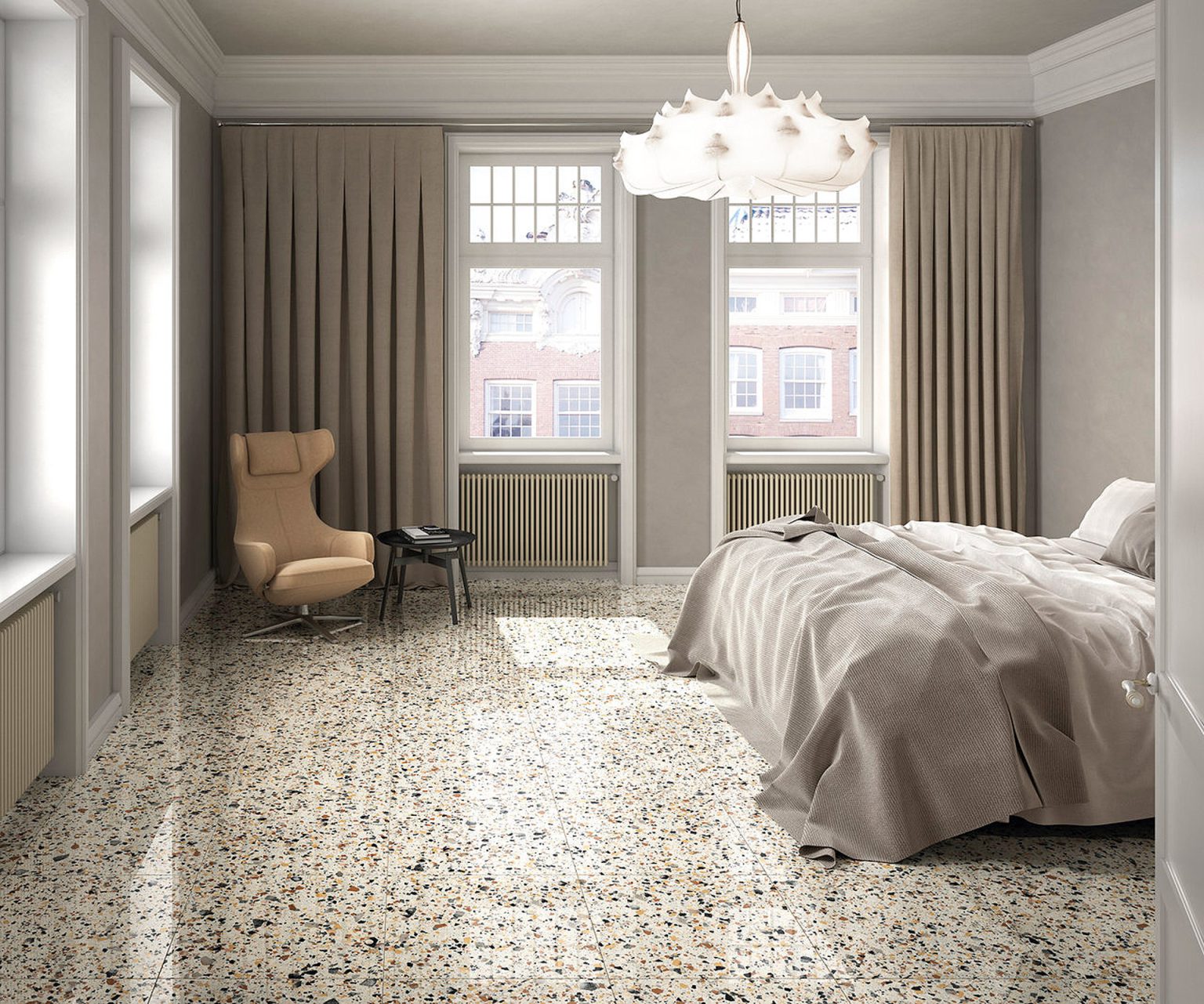 FMG Maxfine Venice Ivory Stone Effect Porcelain Tiles 1200 x 1200 ...