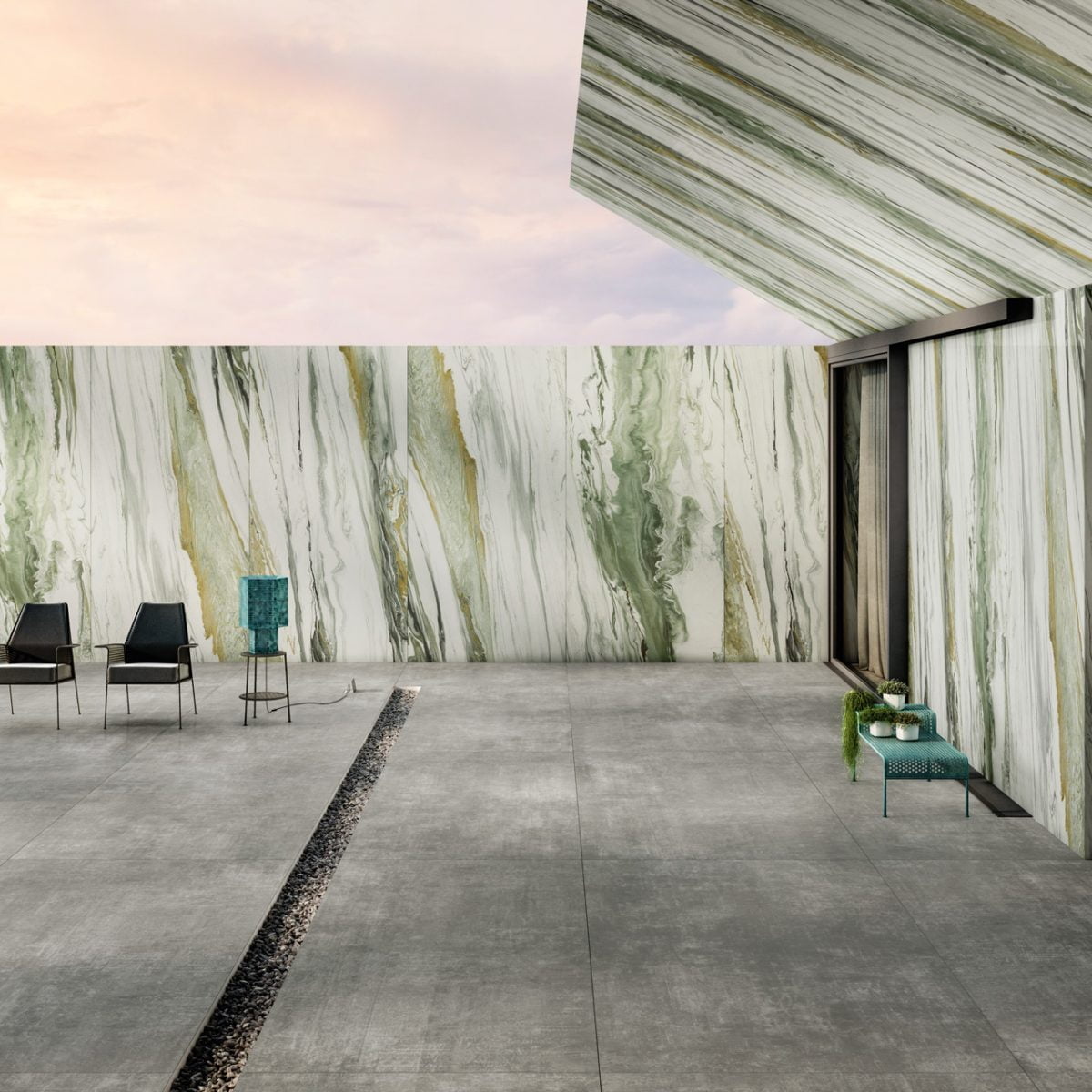 Green 1500 x 3000 mm Marble effect porcelain tile | FMG Diesel Cosmo ...