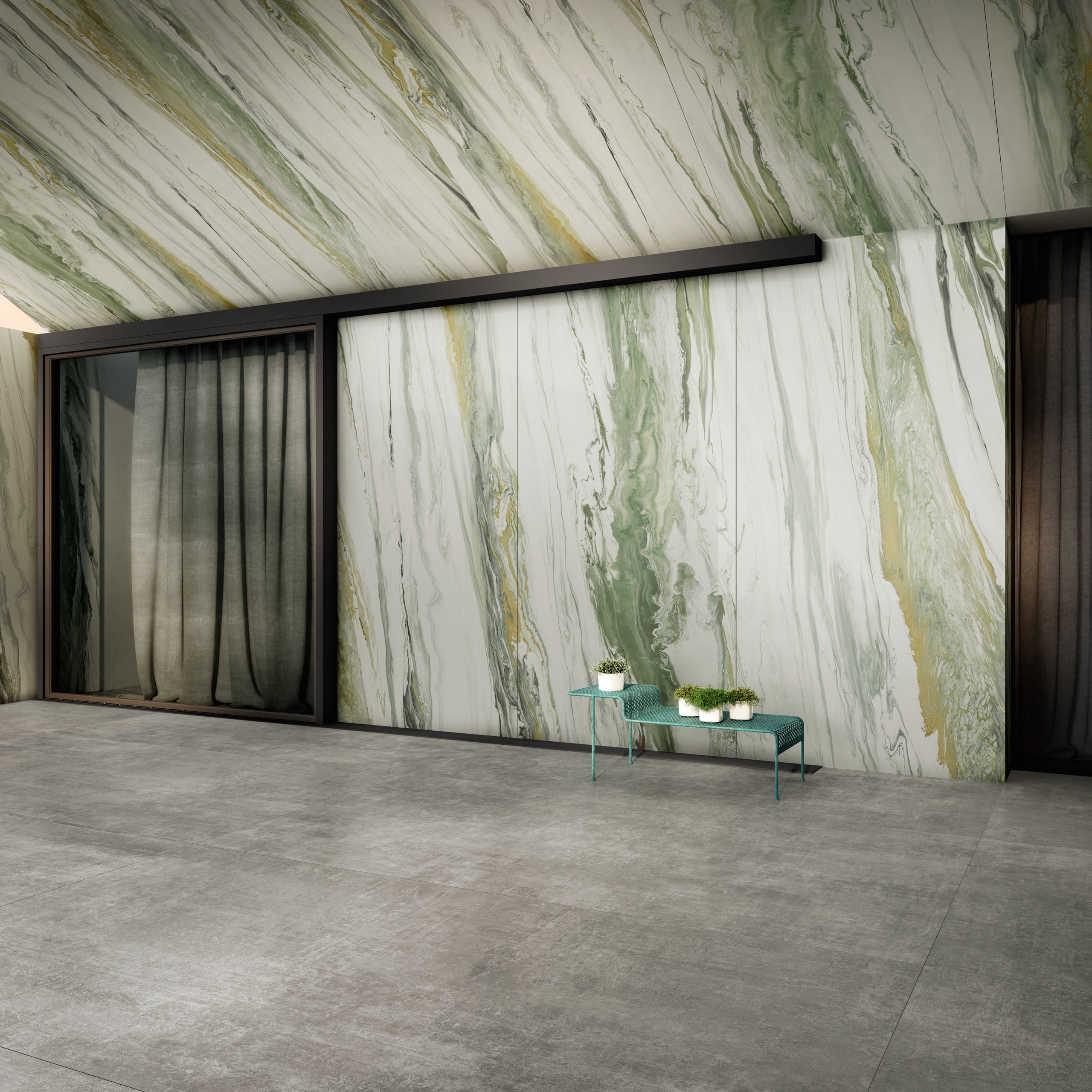 Green 1500 x 3000 mm Marble effect porcelain tile | FMG Diesel Cosmo ...