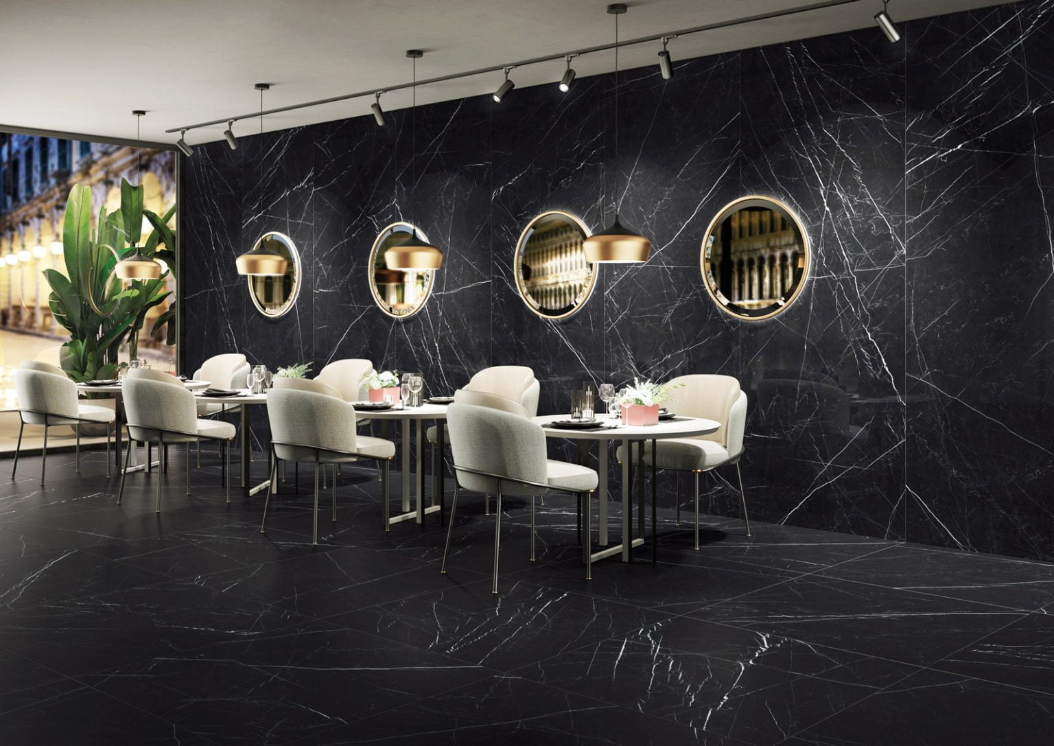 Ariostea Marmi Classici Nero Marquina Marble effect porcelain tiles ...