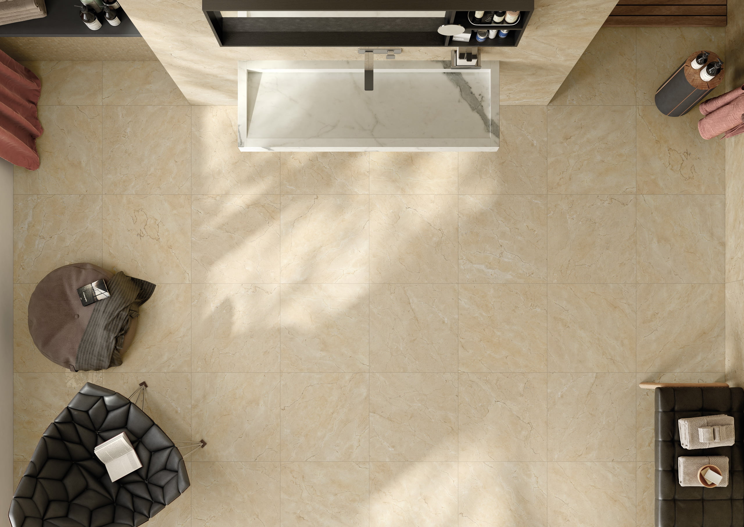Cream 600 x 600 mm Marble effect porcelain tile | Marmi Classici Crema ...