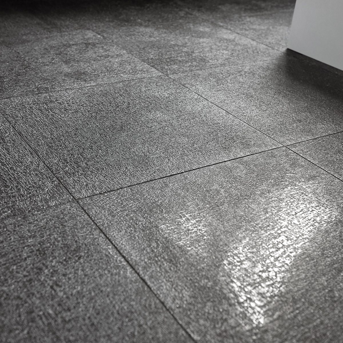 Black 490 x 490 mm Stone effect porcelain tile | Senso Titanium ...