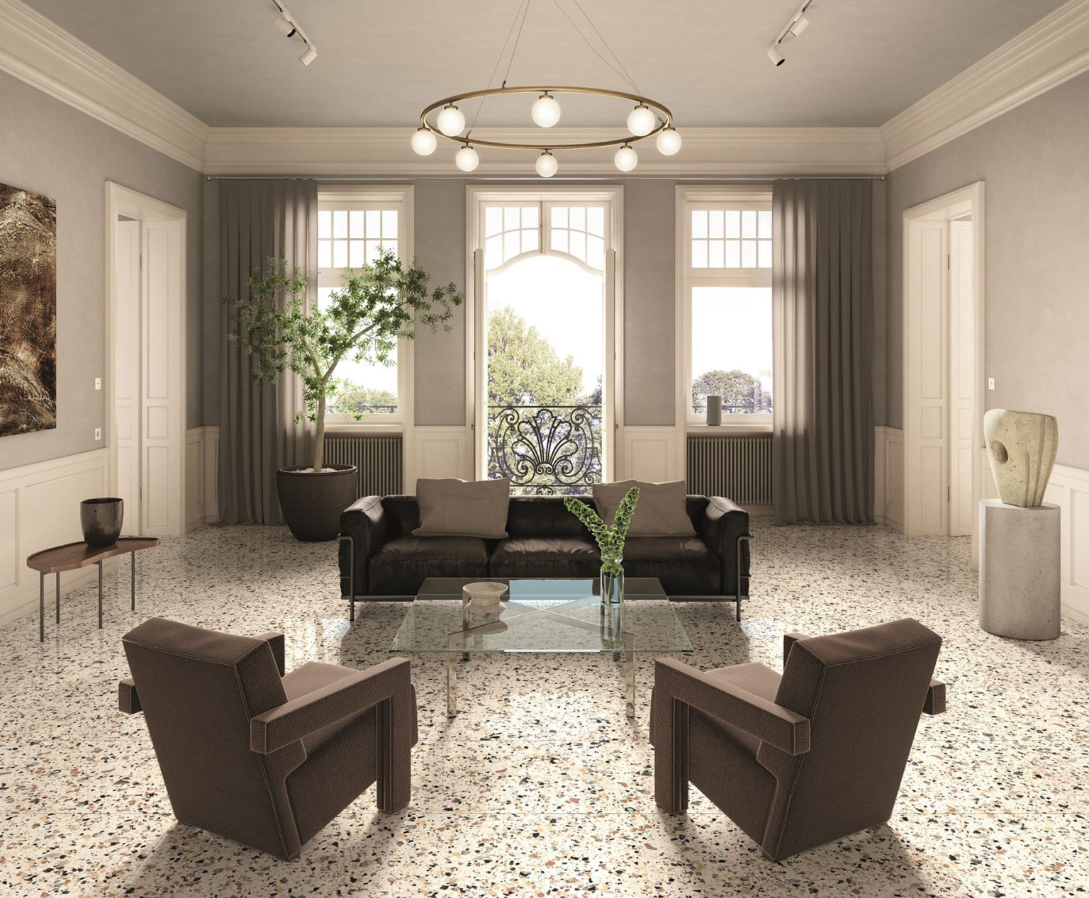 FMG Maxfine Venice Ivory Stone effect porcelain tiles Natural 1200 x ...